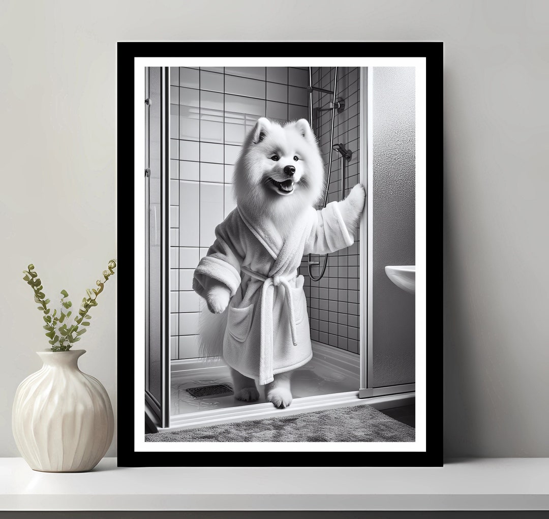 Samoyed Dog Wall Art, Bathroom Art Print, Samoyed Photo, Bathroom Wall ...