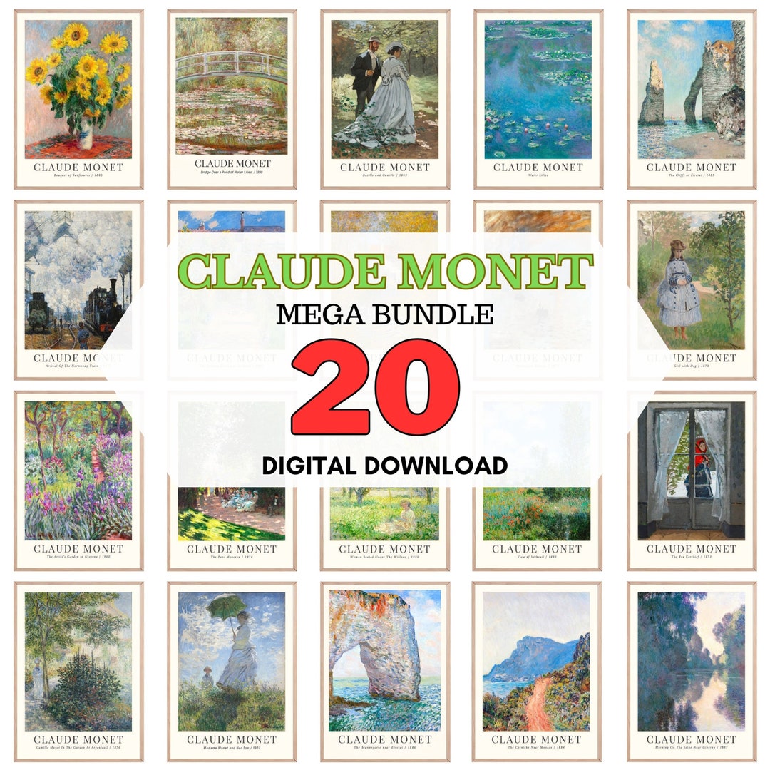 Claude Monet Print Set of 20, Claude Monet Wall Art, Exhibition Art ...