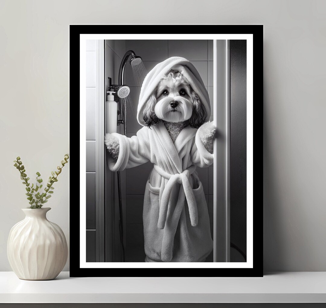 Cavapoo Wall Art, Bathroom Art Print, Cavapoo Photo, Bathroom Wall Art ...
