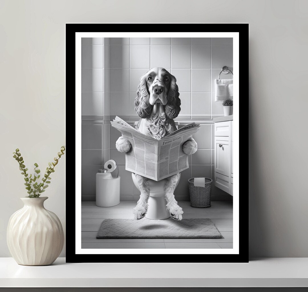 Clumber Spaniel Wall Art, Funny Bathroom Decor, Clumber Spaniel in ...