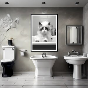 Cute Cat in Tub Printable Wall Art | Cat Photo | Cat Art | Bathroom Art ...
