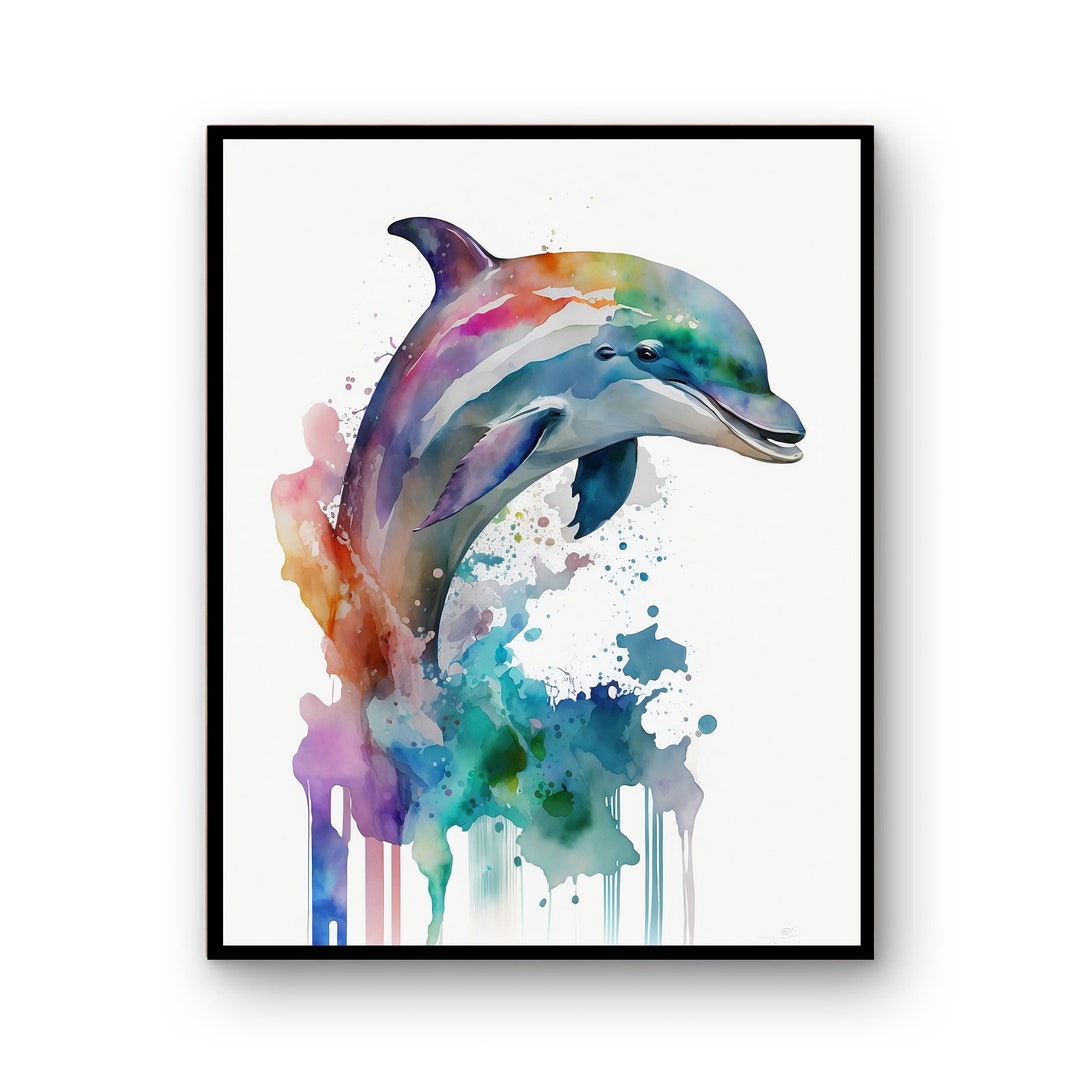 Watercolor Dolphin, Printable Art, Instant Download, Dolphin Print ...