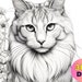 25 Adorable Flower Cat Coloring Book, Printable Adult and Kids Coloring ...