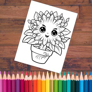 30 Kawaii Flowers Coloring Book, Printable PDF, Kawaii Coloring Pages ...