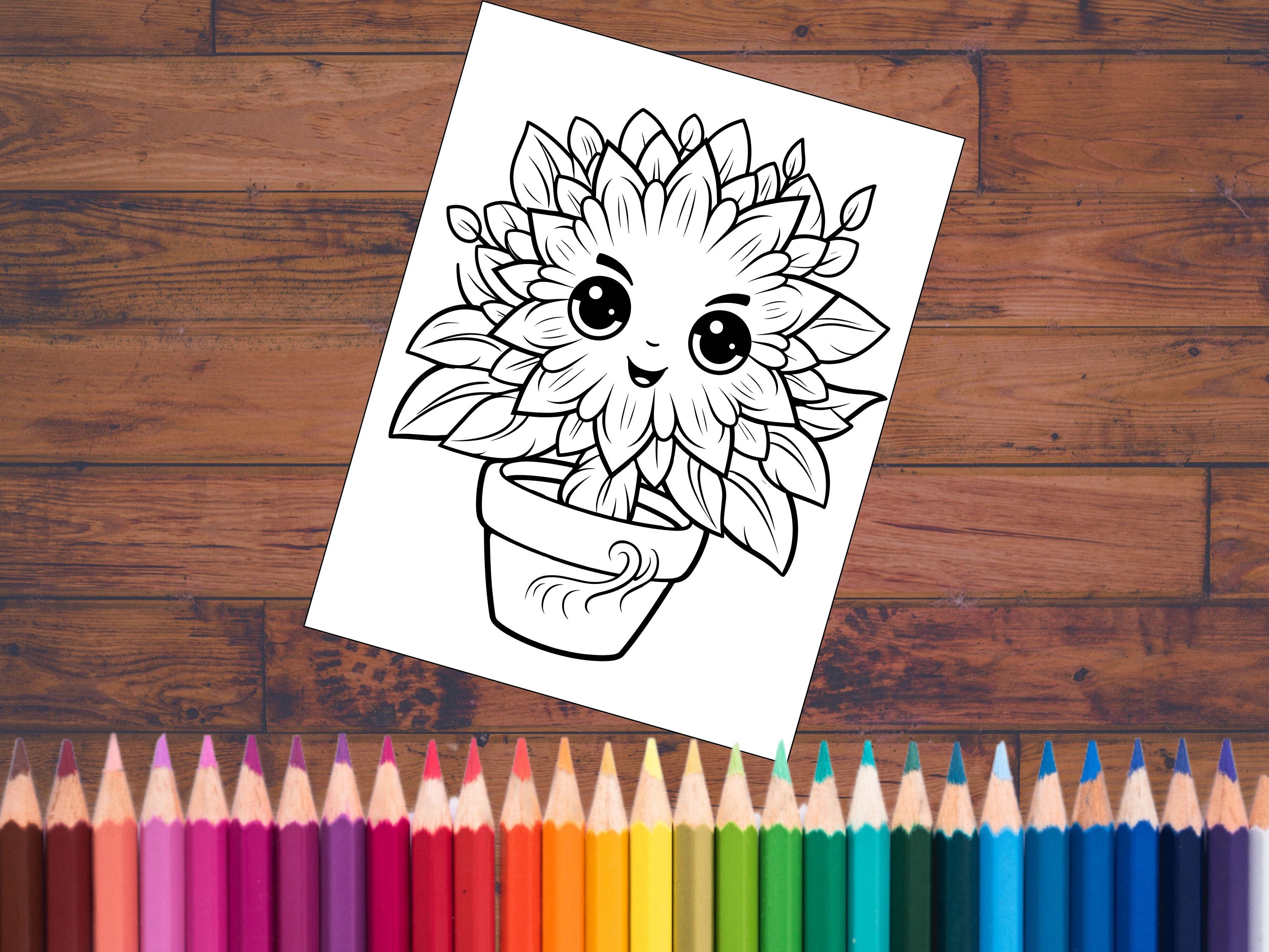 30 Kawaii Flowers Coloring Book, Printable PDF, Kawaii Coloring Pages ...