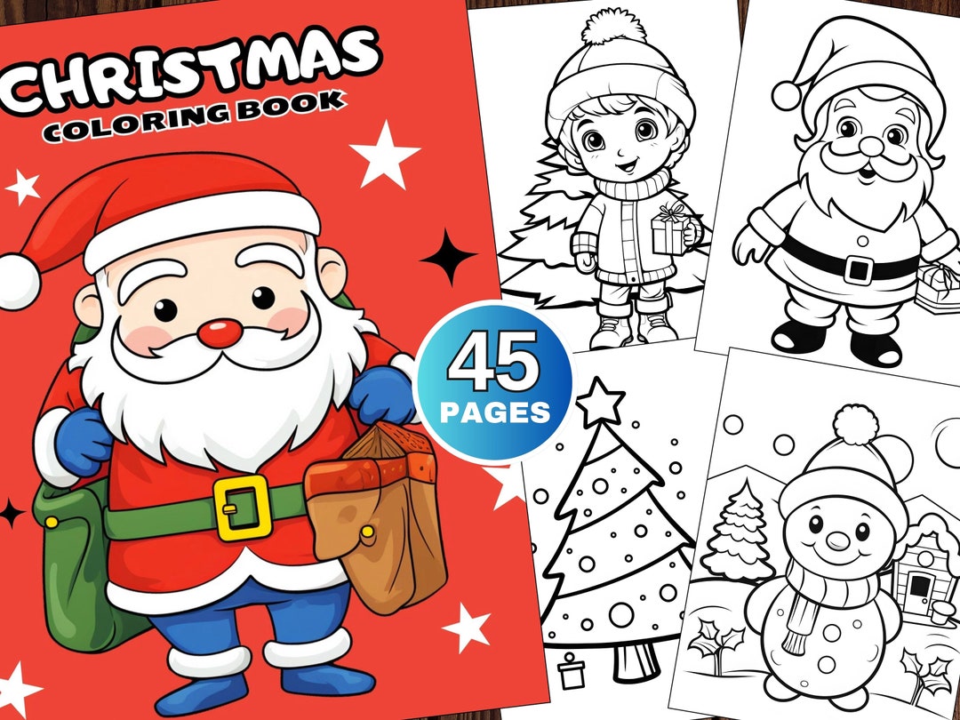 45 Christmas Coloring Pages, Christmas Bundle Set, Christmas Printable ...