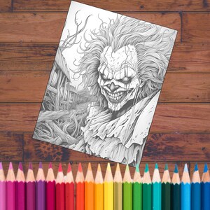 30 Horror Vibes Coloring Book, Fantasy Scary Greyscale Dark Coloring ...
