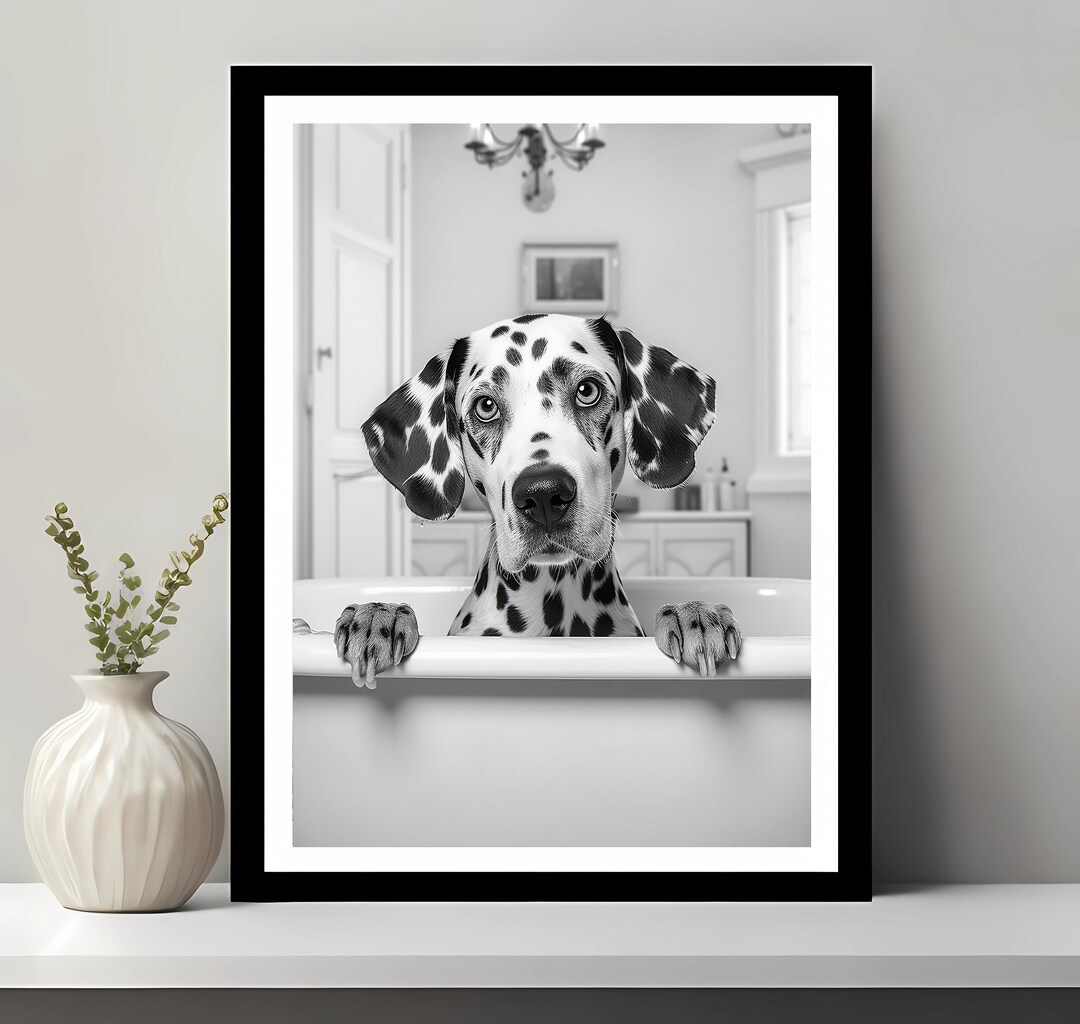 Happy Dalmatian in Tub Printable Wall Art | Dalmatian Photo | Dalmatian ...