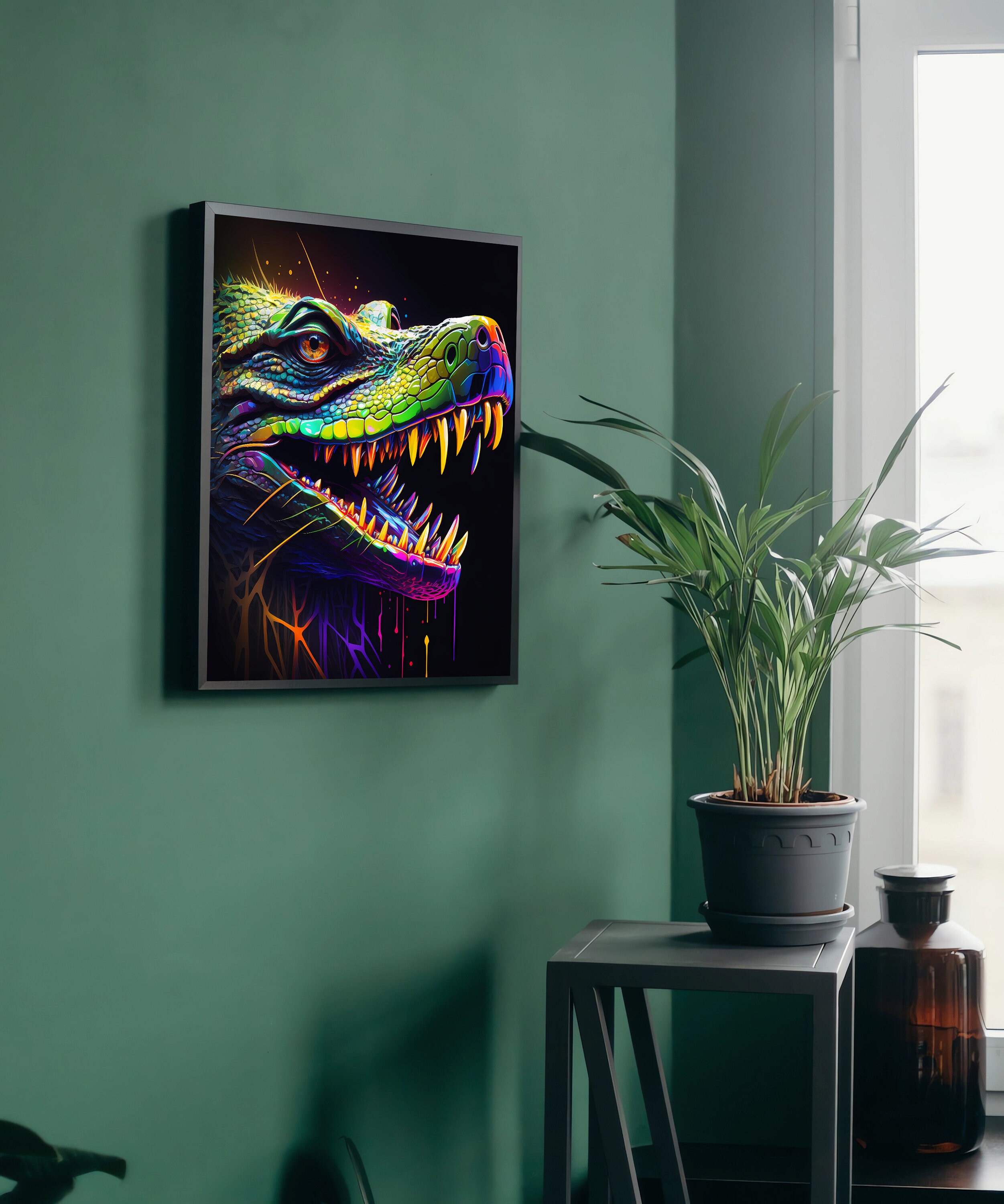 Colourful Neon Crocodile Wall Art | Crocodile Print | Download ...