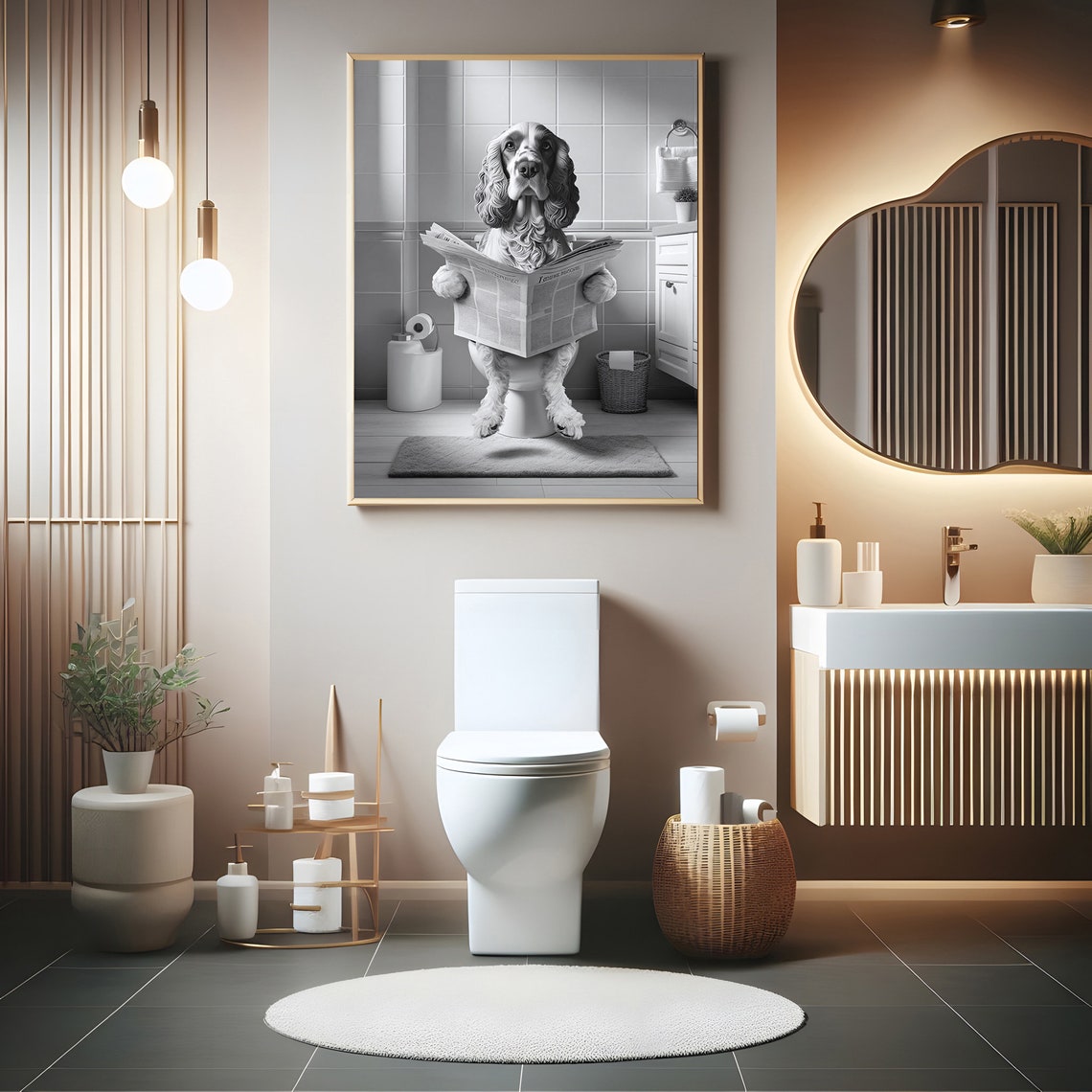 Clumber Spaniel Wall Art, Funny Bathroom Decor, Clumber Spaniel in ...