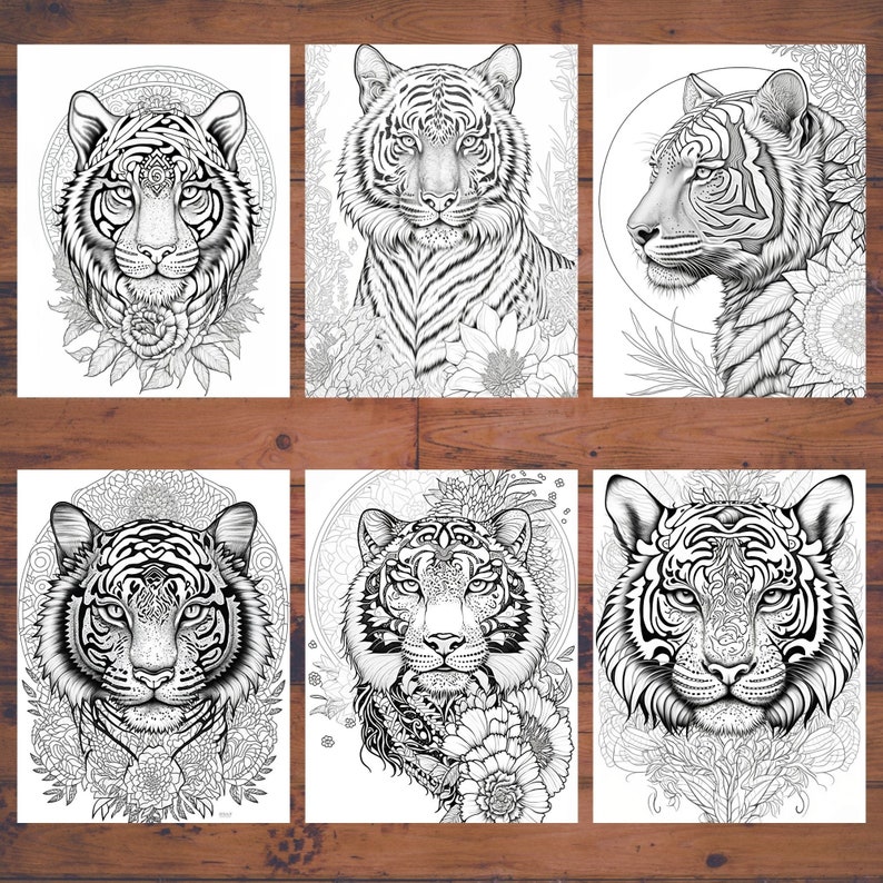 33 Tigers Mandala Coloring Pages | Adults Coloring Pages | Simple ...