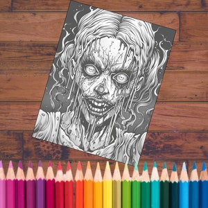 30 Horror Vibes Coloring Book, Fantasy Scary Greyscale Dark Coloring ...
