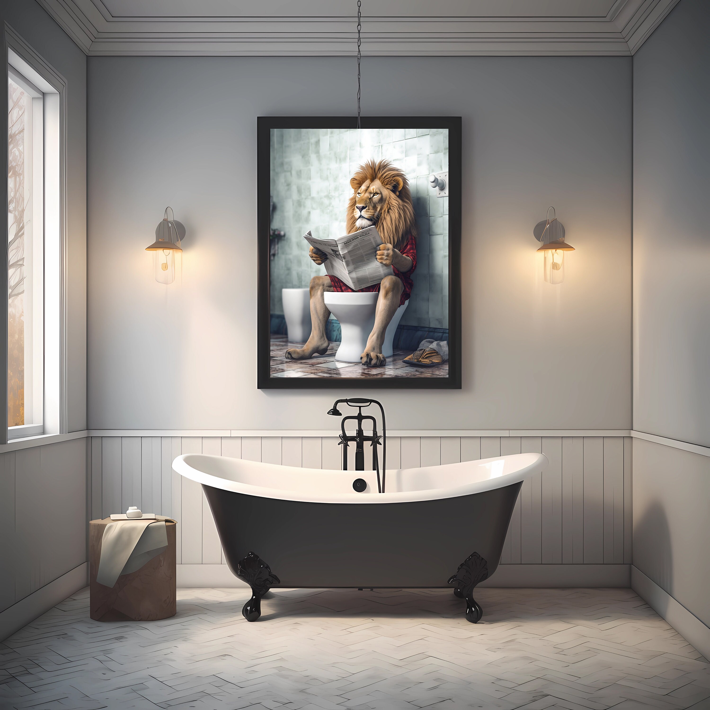 FUNNY BATHROOM PRINT Lion Kids Bathroom Print Lion in - Etsy