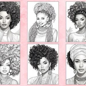 35 Beautiful Black Women Coloring Book, Printable Afro American Woman ...