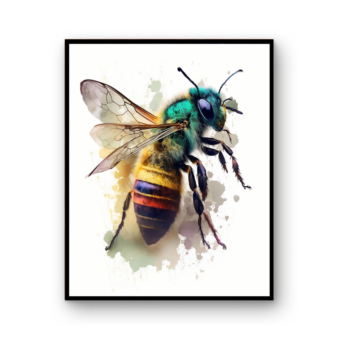 Watercolor Bee, Bee Art, Digital Art Print, Bee Print, Bee Poster ...