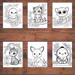 30 Cute Kawaii Animals Coloring Pages, Kids, Adults, Instant Download ...