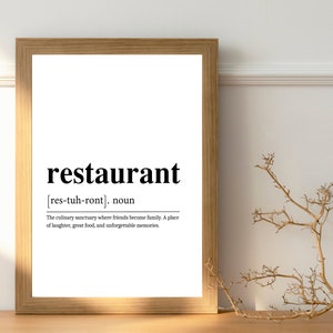 Restaurant Definition Printable, Restaurant Art, Restaurant Quote Print ...