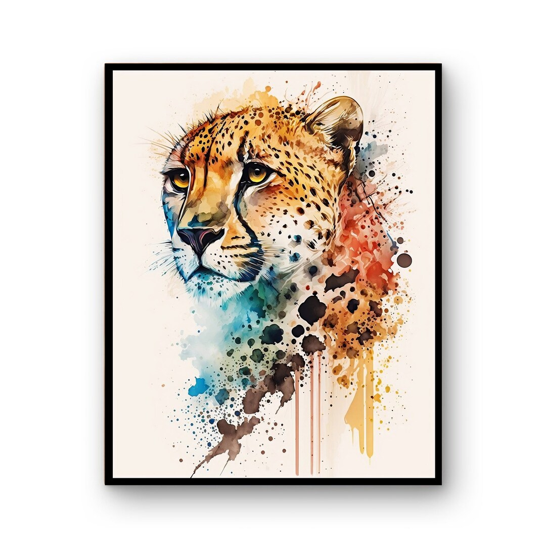Watercolor Cheetah, Cheetah Art, Instant Download, Cheetah Print ...