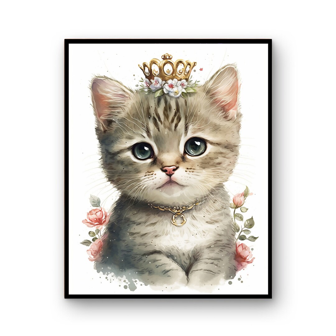 Kitten Wall Art, Kitten Nursery Print, Kitten Portrait, Peekaboo Animal ...