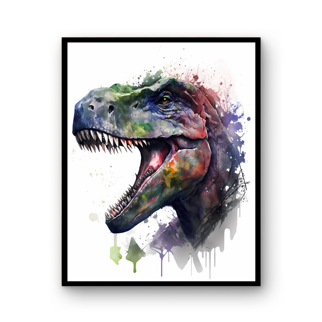 T Rex Art,dinosaur Watercolor, PRINTABLE ART Dinosaur Print Instant ...