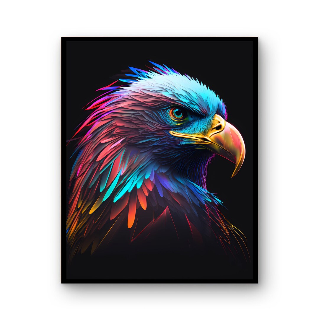 Colourful Neon Eagle Wall Art | Gift Idea for Boys | Eagle Print ...