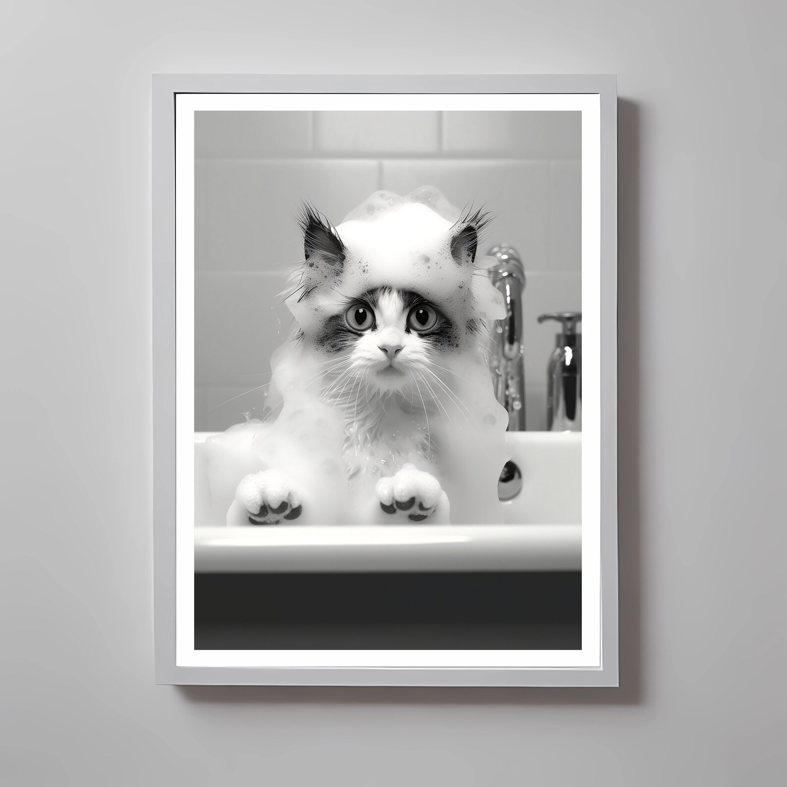 Cute Cat in Tub Printable Wall Art | Cat Photo | Cat Art | Bathroom Art ...