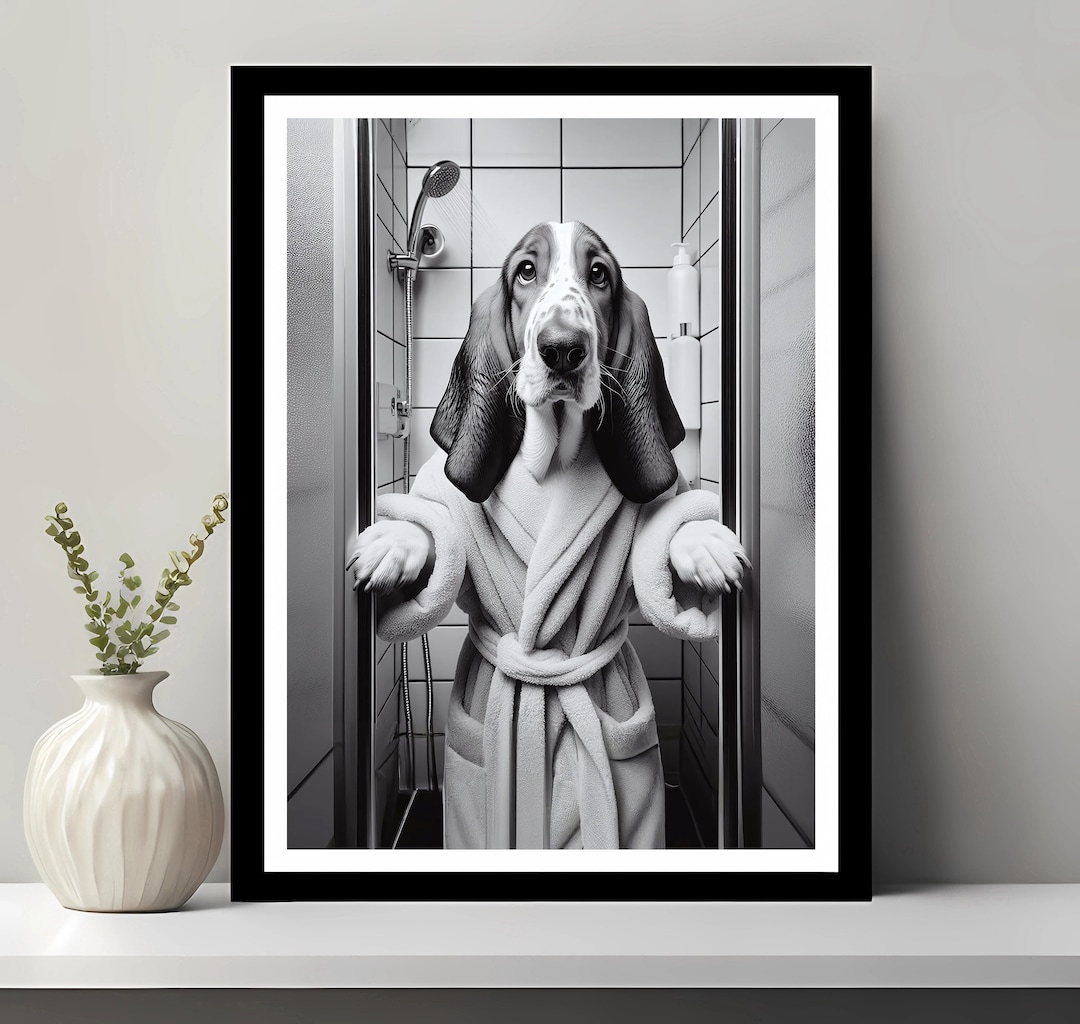 Basset Hound Wall Art, Bathroom Art Print, Basset Hound Photo, Bathroom ...