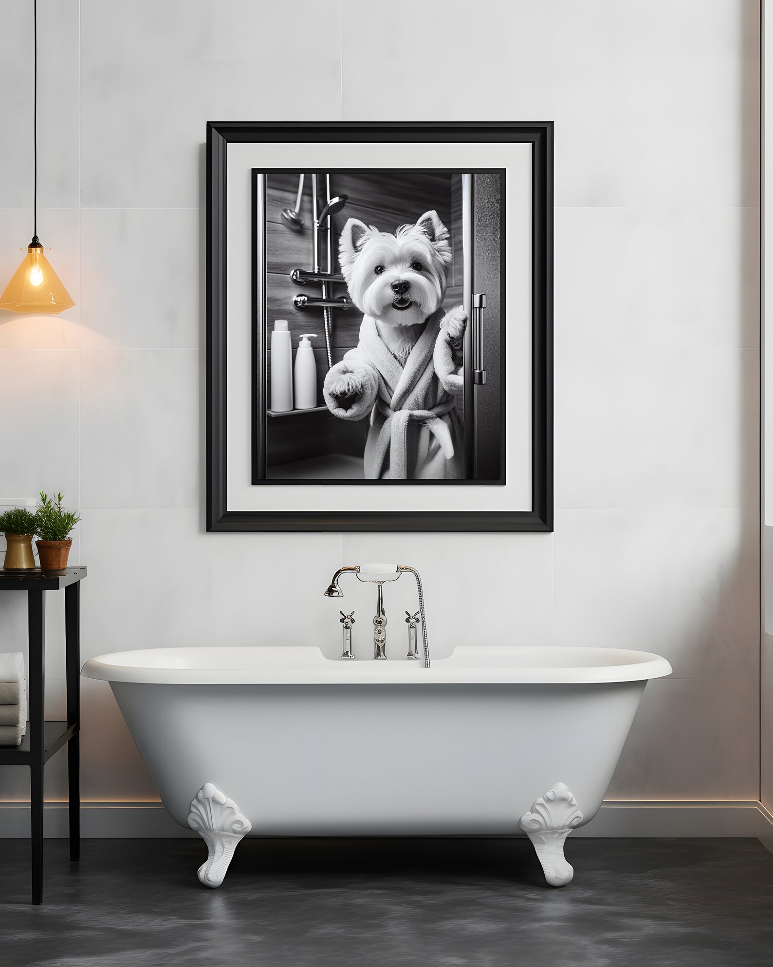 West Highland Terrier Wall Art, Bathroom Art Print, Highland Terrier ...