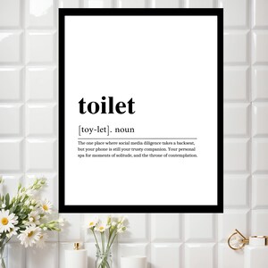 Toilet Definition Printable, Toilet Art, Bathroom Quote Print, Bathroom ...