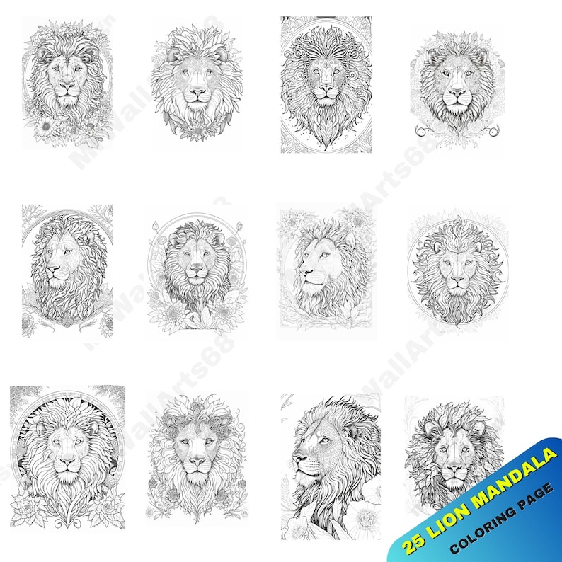 25 Lion Mandala Coloring Pages Adults Coloring Pages - Etsy