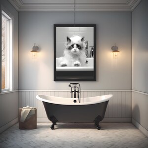 Cute Cat in Tub Printable Wall Art | Cat Photo | Cat Art | Bathroom Art ...