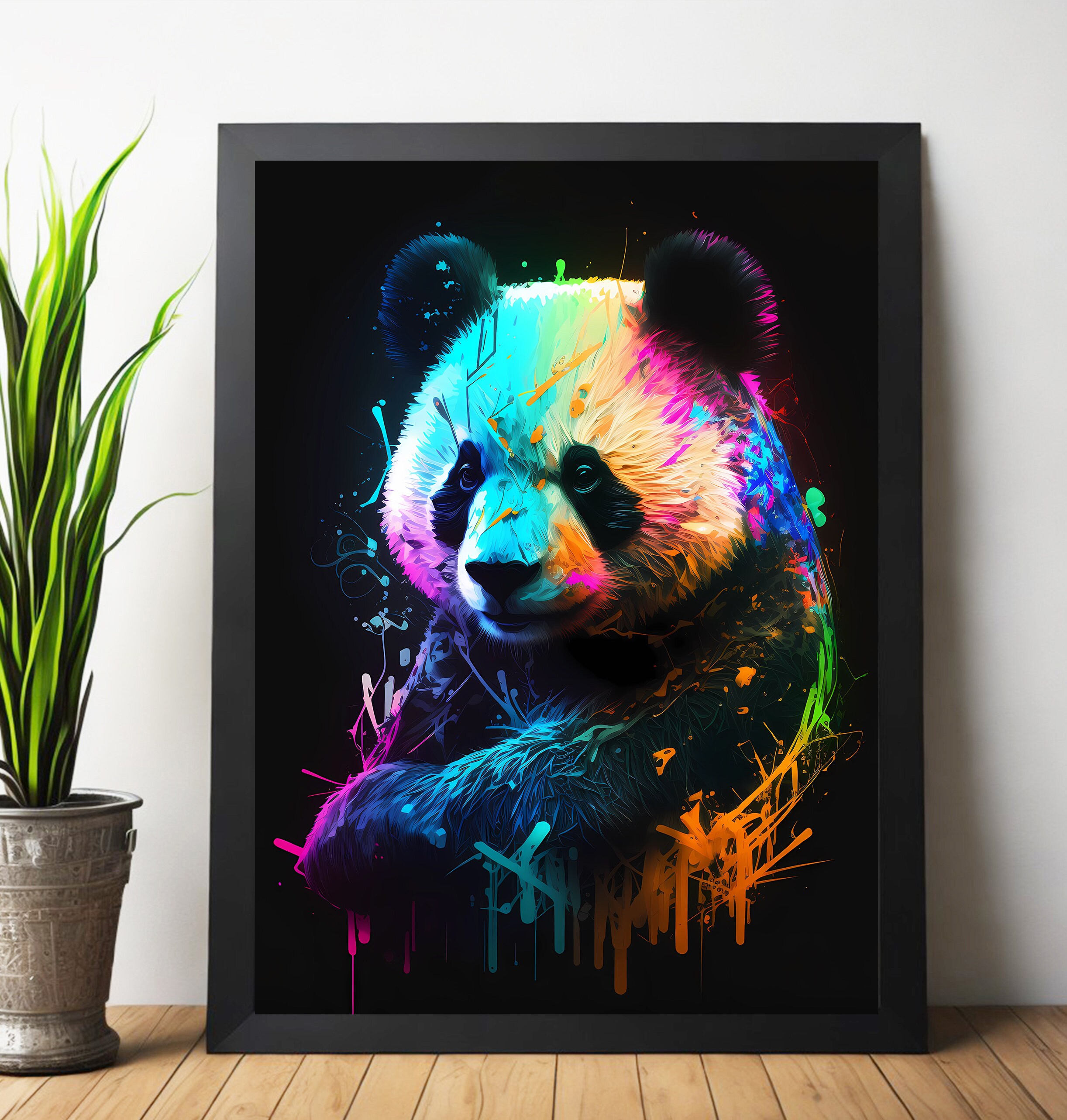 Colourful Panda Wall Wall Art Neon Panda Poster Panda Wall - Etsy