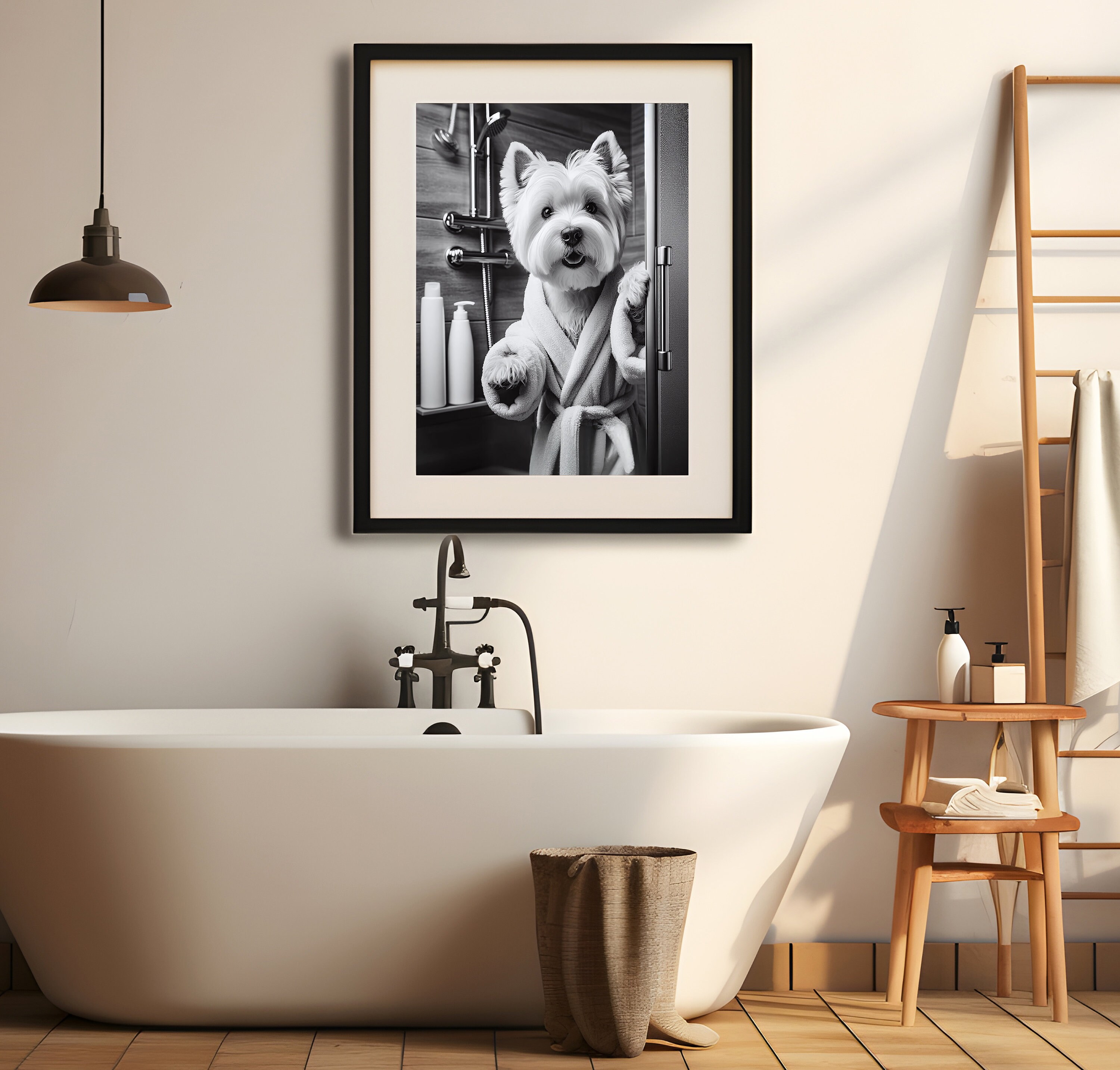 West Highland Terrier Wall Art, Bathroom Art Print, Highland Terrier ...