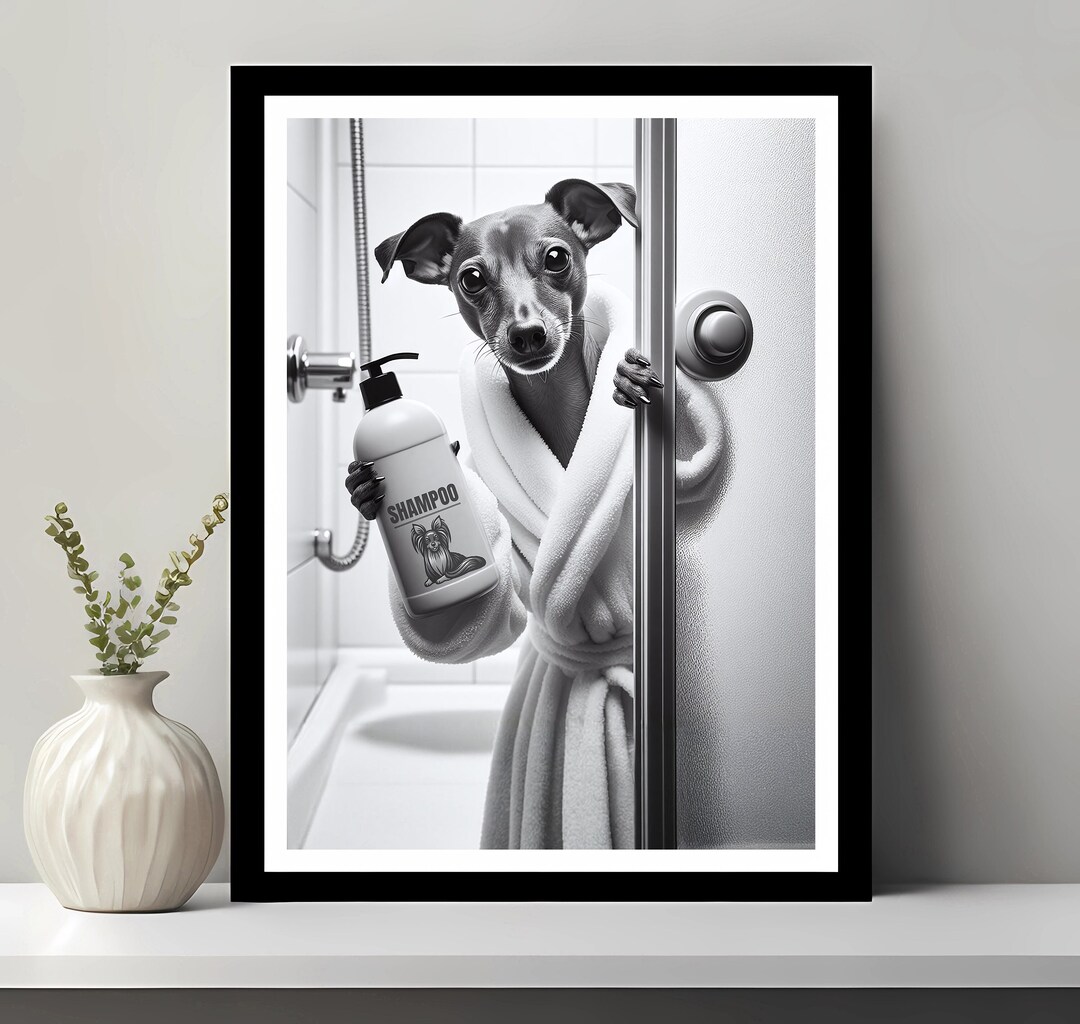 Miniature Pinscher Wall Art, Bathroom Art Print, Miniature Pinscher ...
