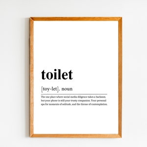 Toilet Definition Printable, Toilet Art, Bathroom Quote Print, Bathroom ...