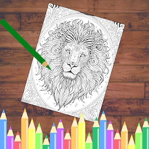 25 Lion Mandala Coloring Pages | Adults Coloring Pages | Simple Stress ...