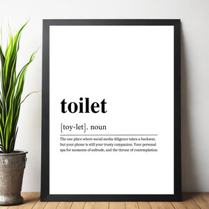 Toilet Definition Printable, Toilet Art, Bathroom Quote Print, Bathroom ...