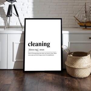 Cleaning Definition Printable, Cleaning Art, Cleaning Quote Print ...