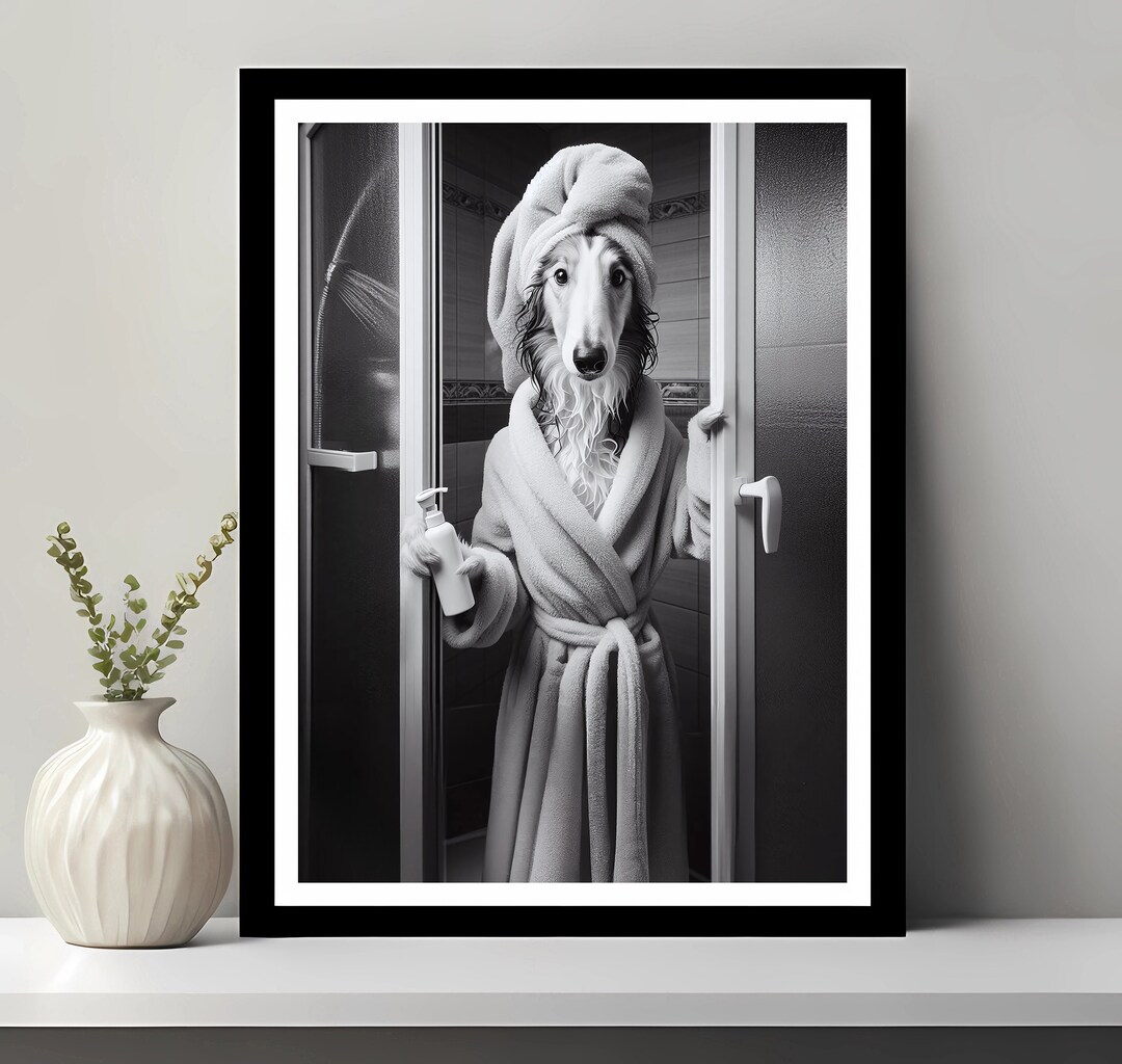 Borzoi Wall Art, Bathroom Art Print, Borzoi Photo, Bathroom Wall Art ...