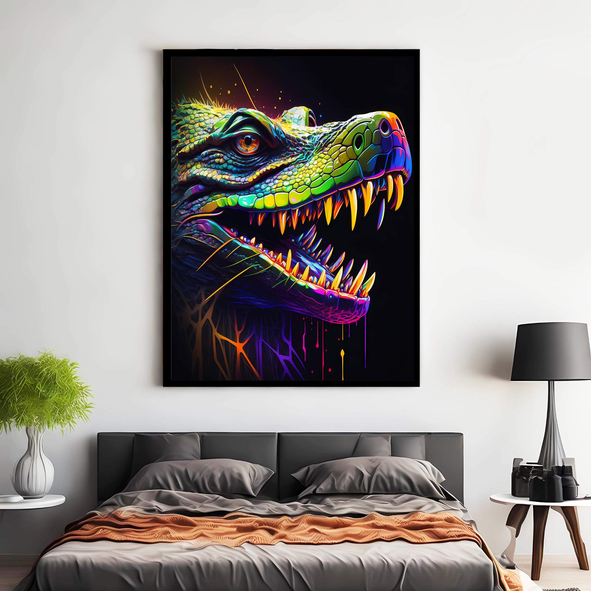 Colourful Neon Crocodile Wall Art | Crocodile Print | Download ...