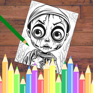 25 Creepy Halloween Coloring Book, Grayscale Dark Scary Christmas ...