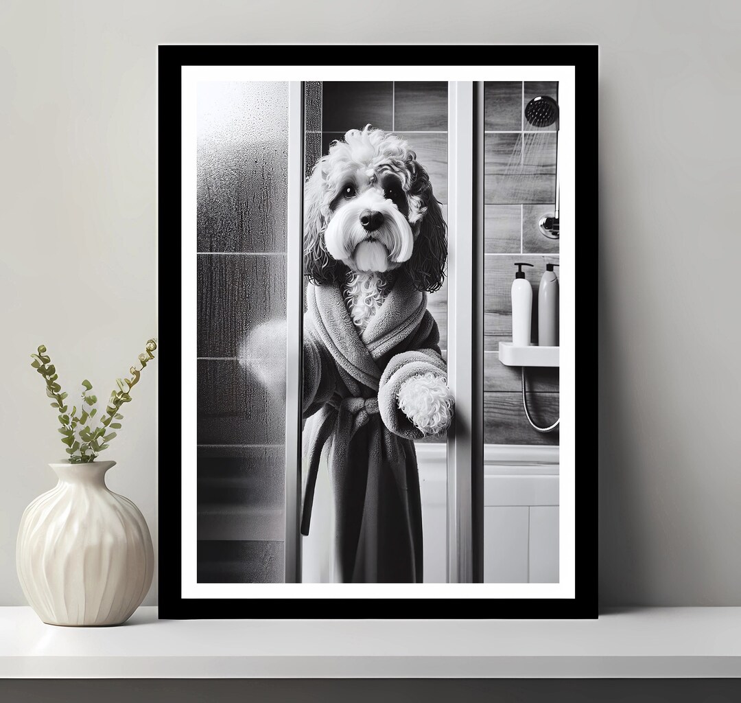 Cockapoo Wall Art, Bathroom Art Print, Cute Dog Photograph, Funny ...