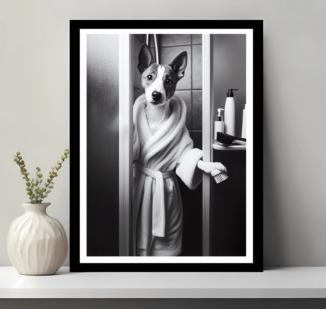 Basenji Wall Art, Bathroom Art Print, Basenji Photo, Bathroom Wall Art ...