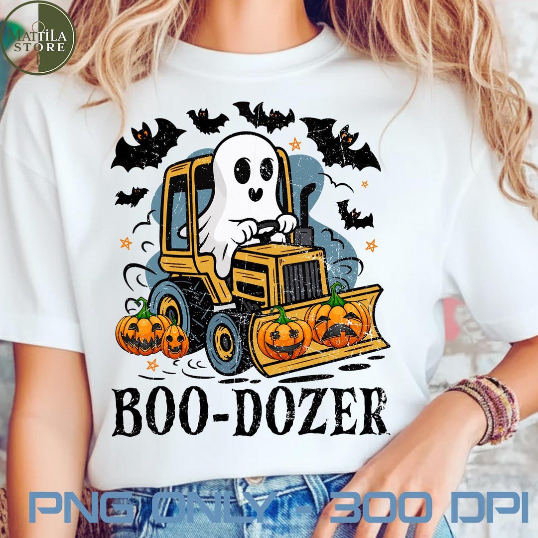 Boo Dozer Halloween PNG, Funny Ghost Bulldozer Sublimation, Spooky ...