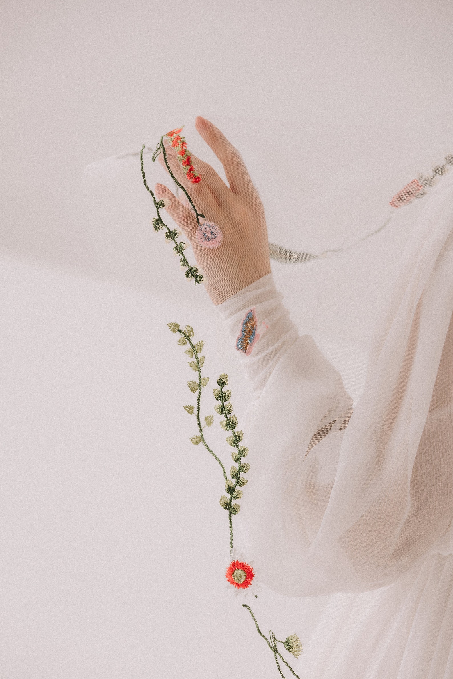 White Ballet Bridal Veil With Flowers, off White Ballet Veil, Boho Veil ...