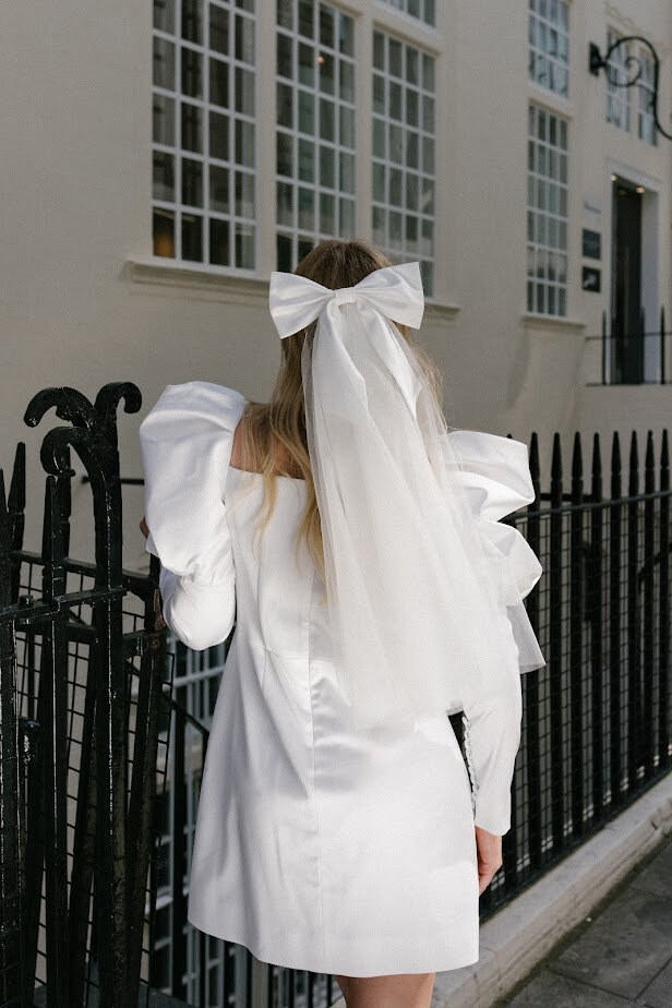 Wedding Bow Veil, Wedding Veil Short, Simple Veil, Bow Veil, Custom ...