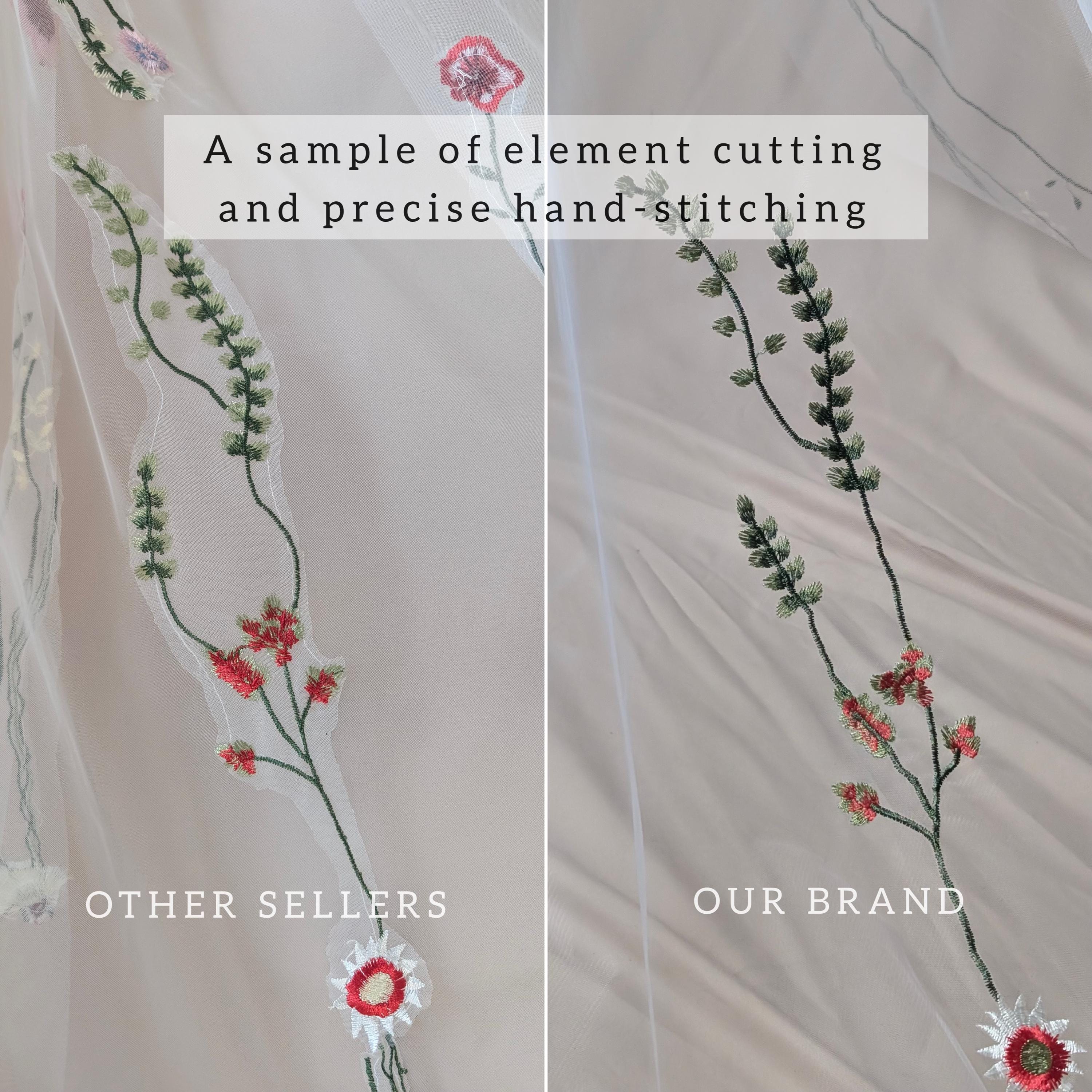 White Ballet Bridal Veil With Flowers, off White Ballet Veil, Boho Veil ...