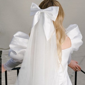 Wedding Bow Veil, Wedding Veil Short, Simple Veil, Bow Veil, Custom ...