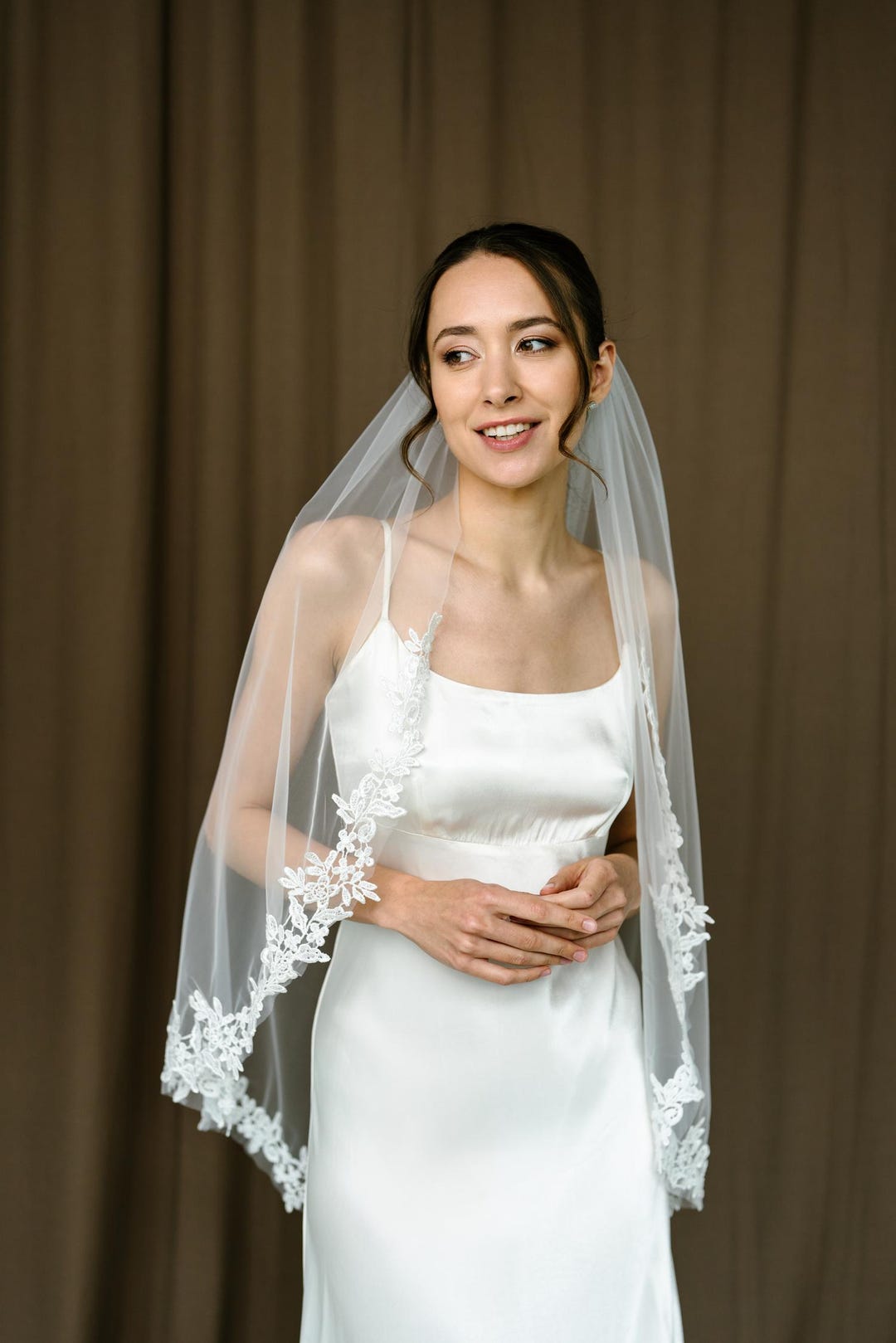 Lace Edge Bridal Veil, Lace Wedding Veil, Church Wedding Veil ...