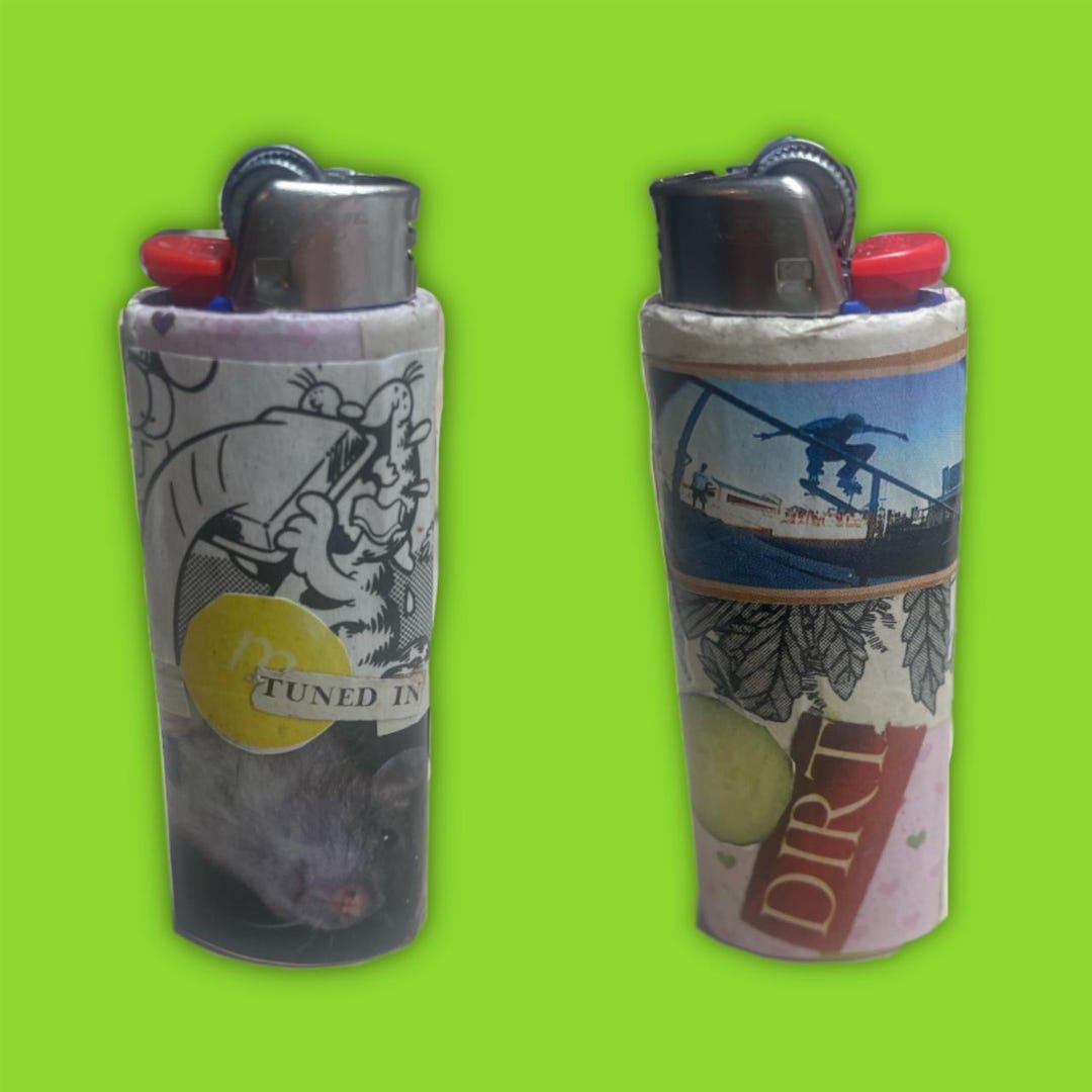 Reusable Lighter Sleeve/case Collage Art Garfield Rat Skater Skateboard ...
